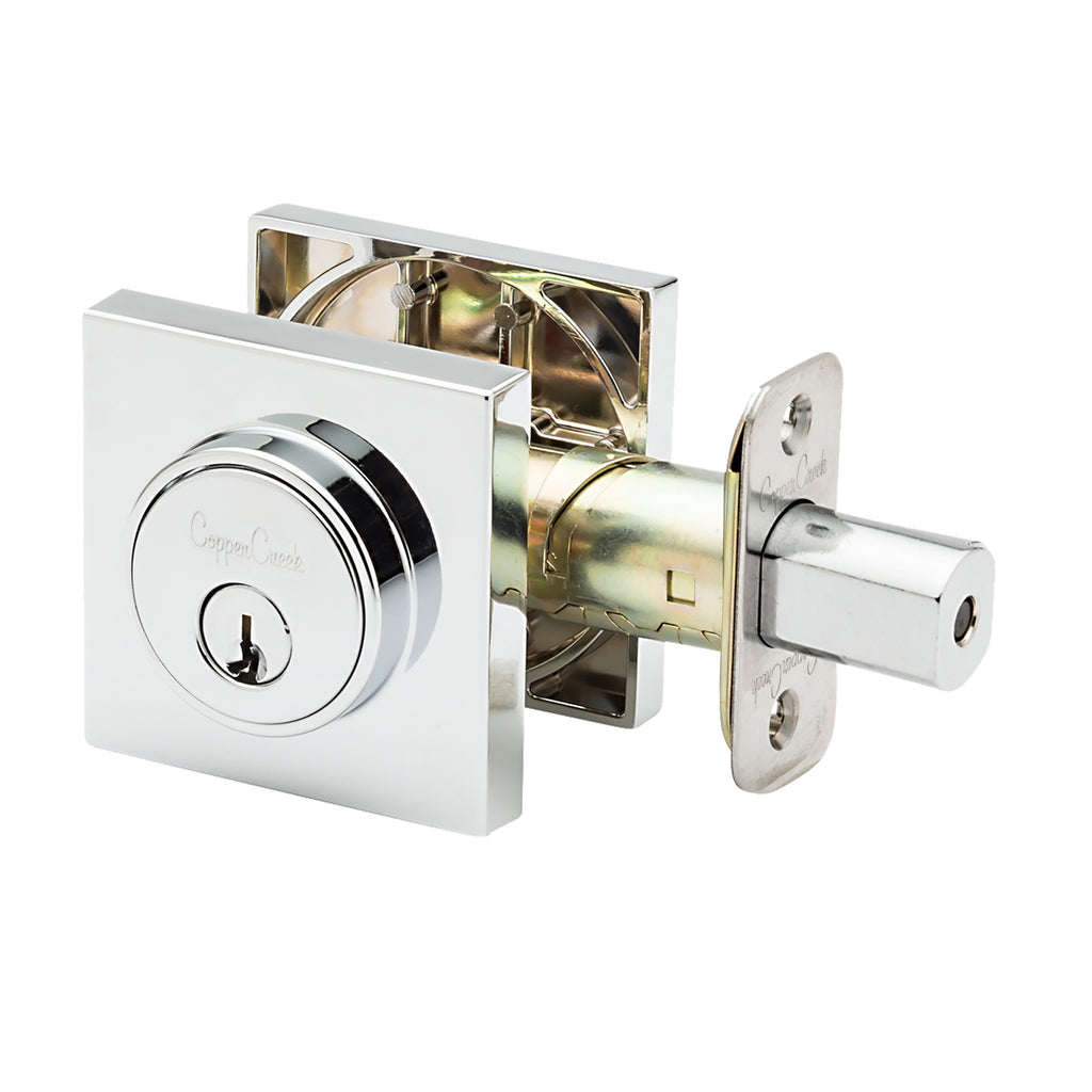 Square Single Cylinder Deadbolt in Polished Stainless DBS2410PS ...