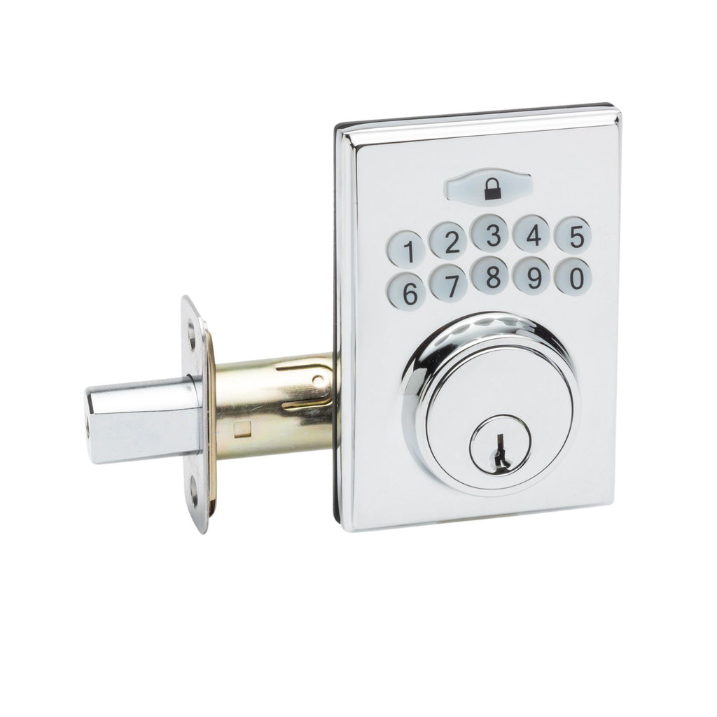 Fashion Electronic Push Button Deadbolt in Polished Stainless DBF3410P ...